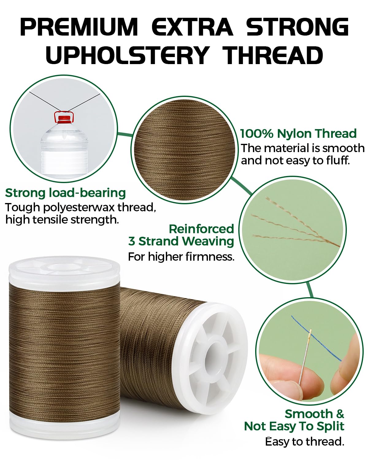 Snapklik.com : 330 Yards FIVEIZERO Extra Strong Upholstery Thread,Khaki ...
