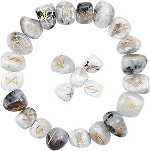 Amazon.com: Rainbow Moonstone Runes Set - Gemstone Runes for Beginners ...