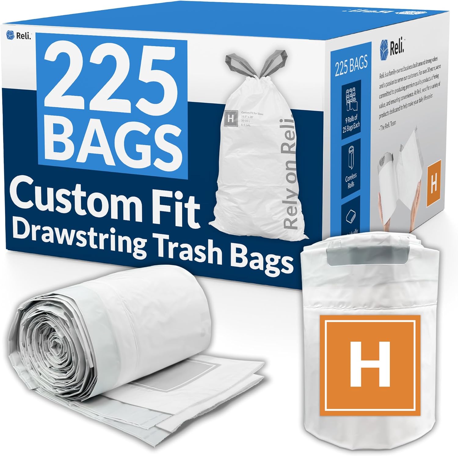 Amazon.com: Reli. Custom Fit H Trash Bags (225 Count) Fits Simplehuman ...