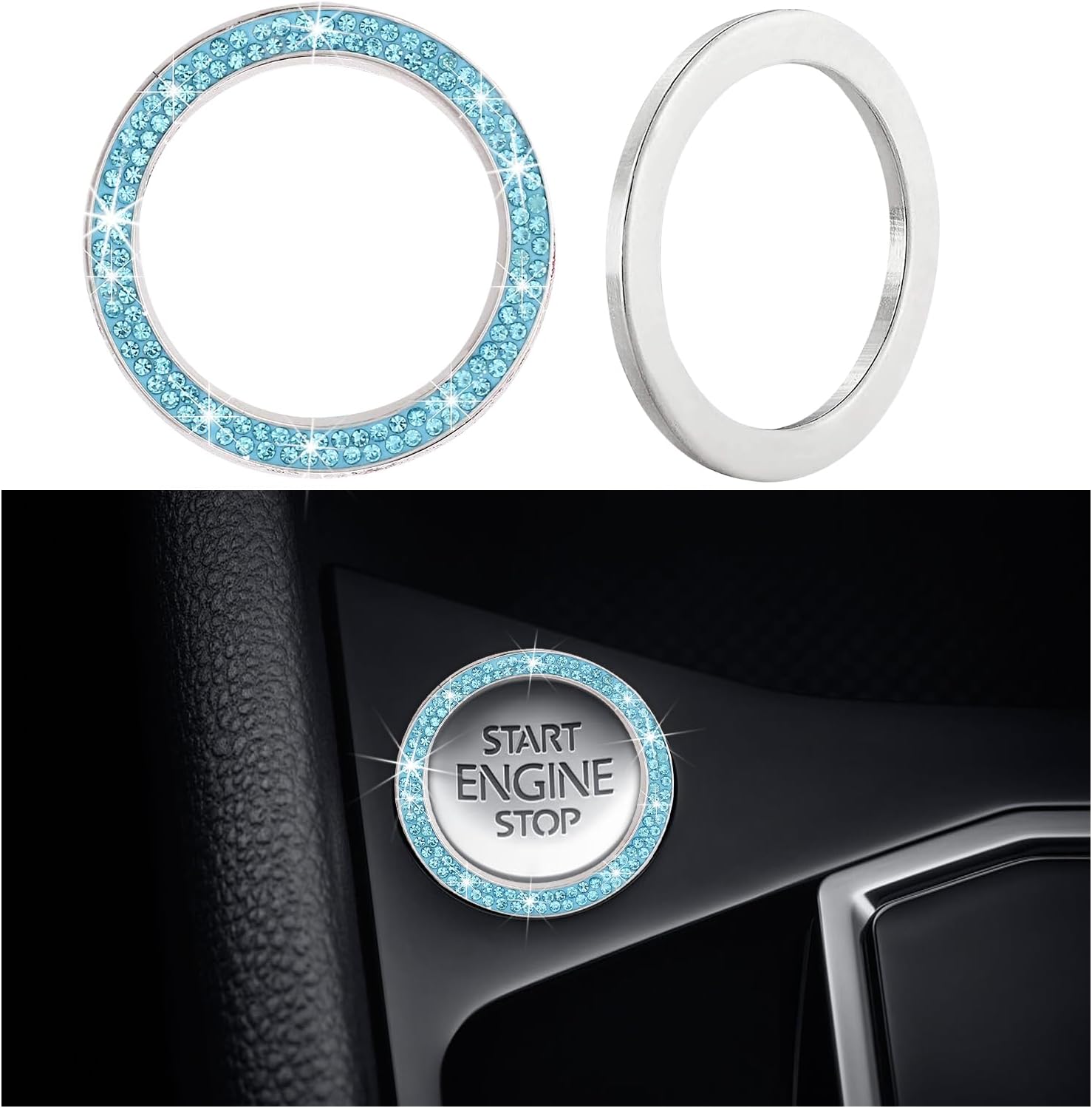 Amazon.com: Kewucn Bling Crystal Double Rhinestone Car Engine Start ...