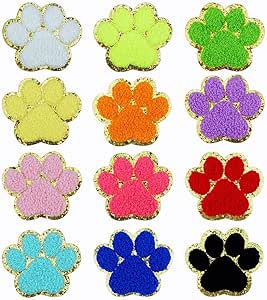 Amazon.com: SaktopDeco 12 PCS Paw Print Patch Gold Edges Chenille ...