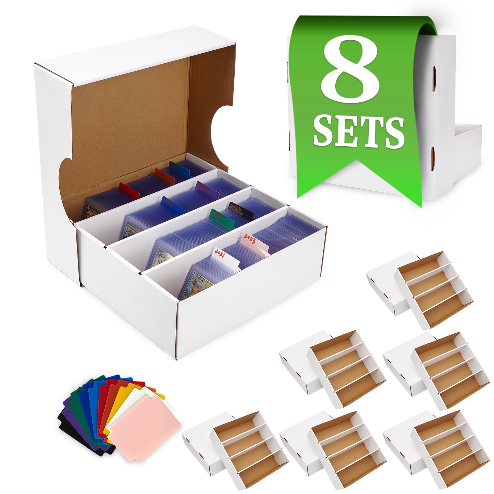 Amazon.com: 8 Pack Cardboard Card Storage Box 3120 Count Bulk Card ...