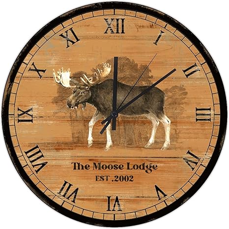 Amazon.com: Moose Clock Personalized Rustic Moose Wall Clock Country ...