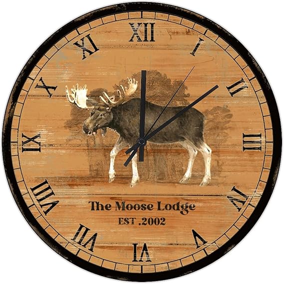 Amazon.com: Moose Clock Personalized Rustic Moose Wall Clock Country ...