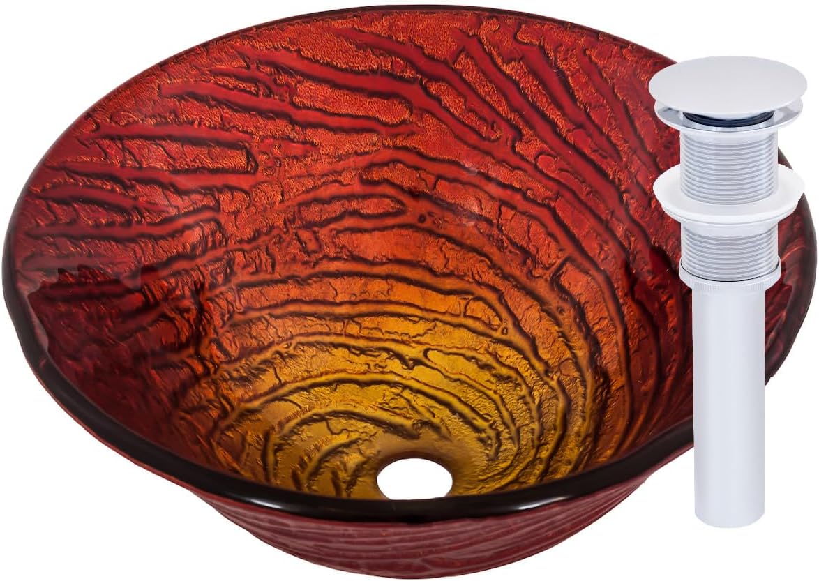 Miseno MVS-NOHP-G028 Misto 17" Circular Glass Vessel Bathroom Sink and ...