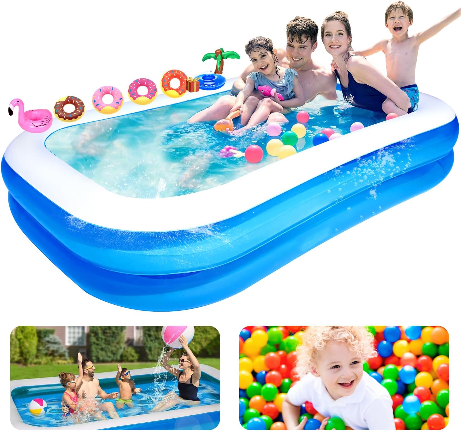 QianMu Alberca Inflable Piscina Familiar 260 * 170 * 50CM, con ...