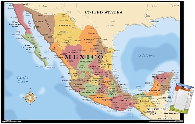 Map - Mexico Wall Poster : Amazon.ca: Office Products