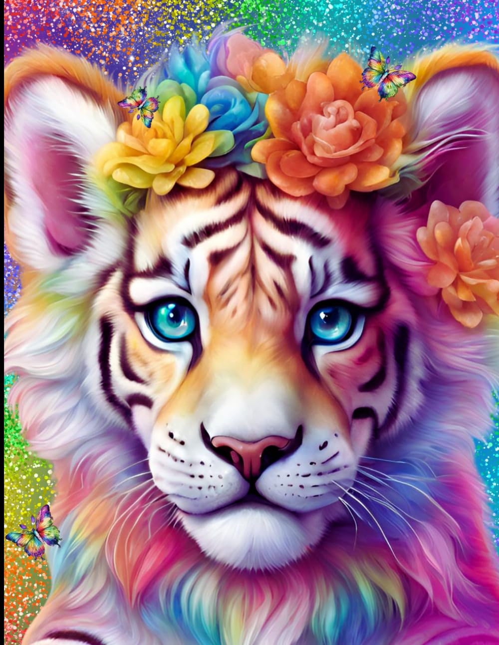Amazon.com: Rainbow White Tiger Kids Writing School Notebook, Journal ...