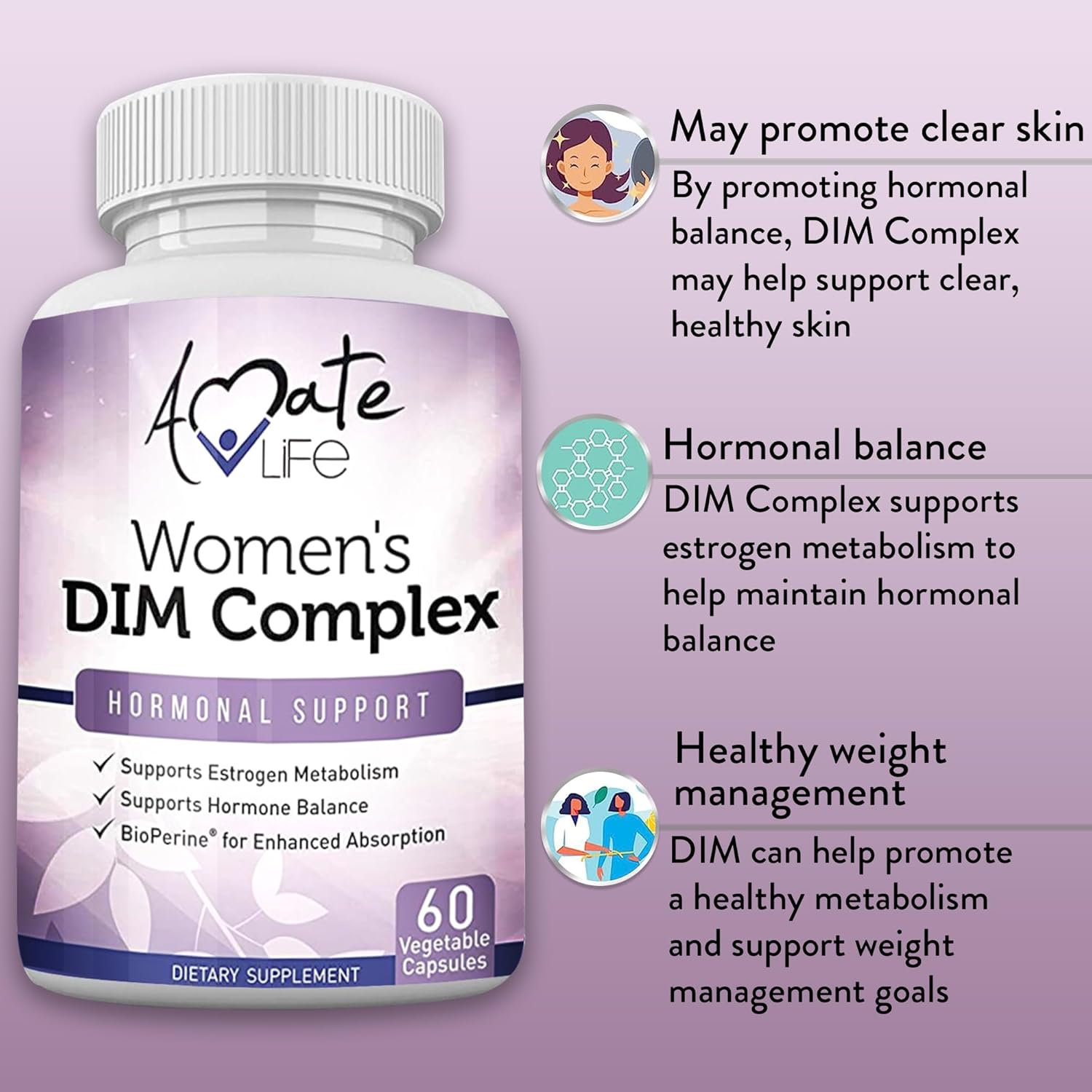 Womens DIM Complex 150mg – Bioperine Estrogen Balancing Pills for ...