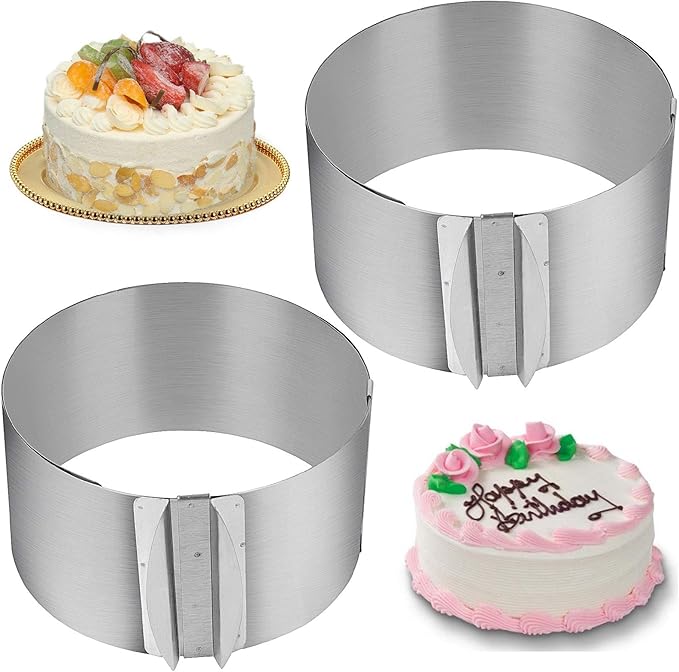 Amazon.com: ZEONHEI 2 PCS 6 to 12 Inch Adjustable Stainless Steel Cake ...
