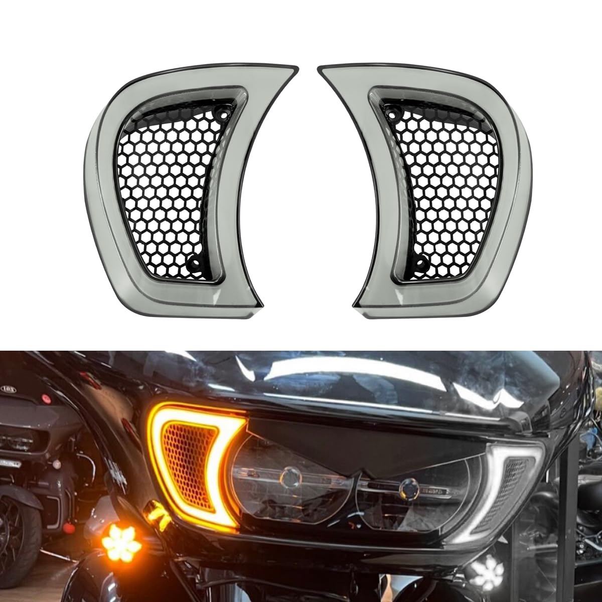 Snapklik.com : HDBUBALUS Motorcycle Headlight Vent Accent Turn Signal ...