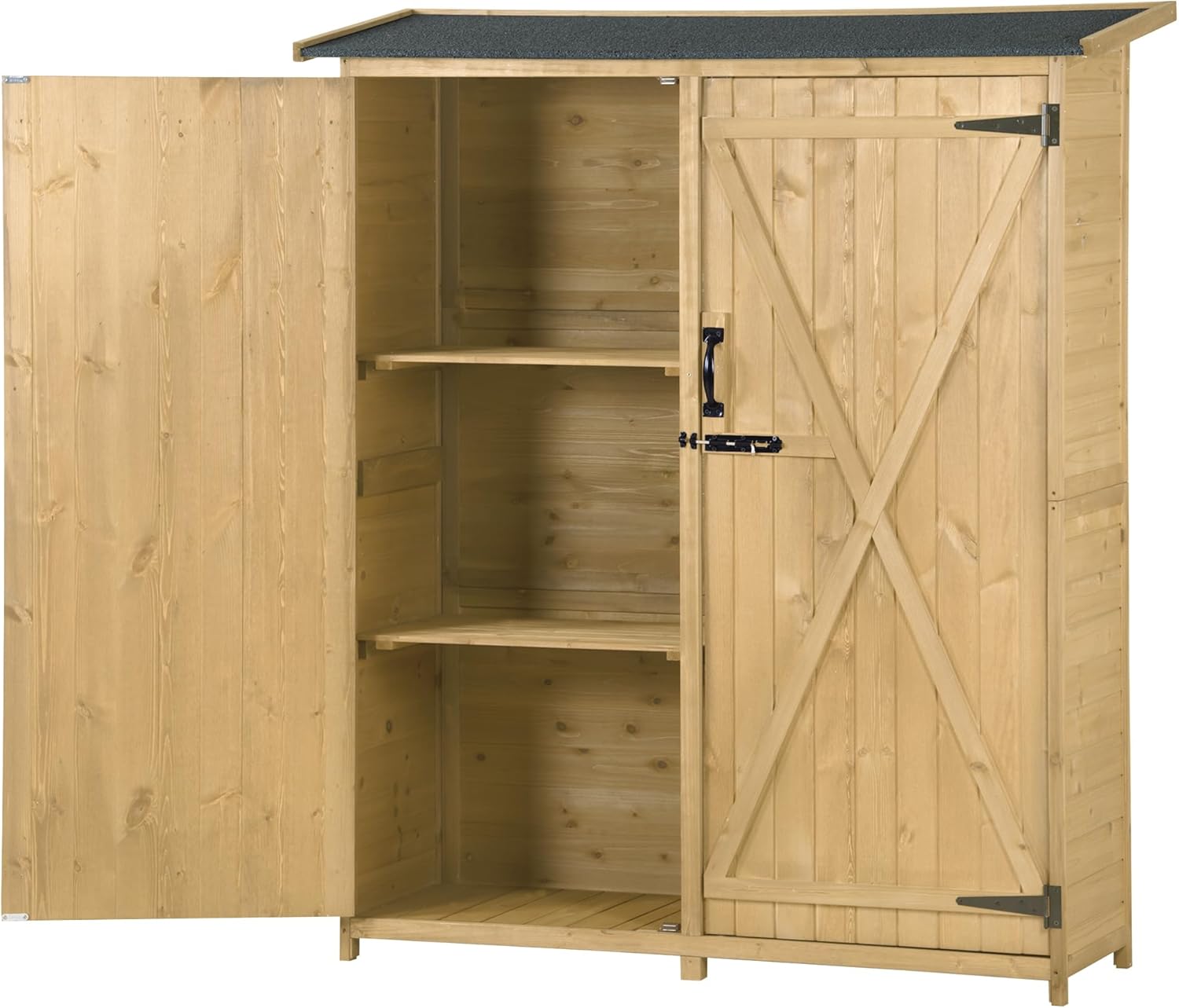 Amazon.com : MMTGO 5.3x4.6 FT Outdoor Wood Storage Shed, with ...