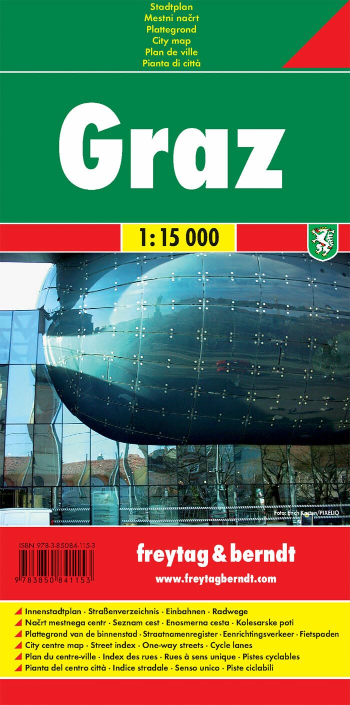 Graz, Stadtplan 1:15.000, mit Radwegen: Stadskaart 1:15 000 (freytag ...