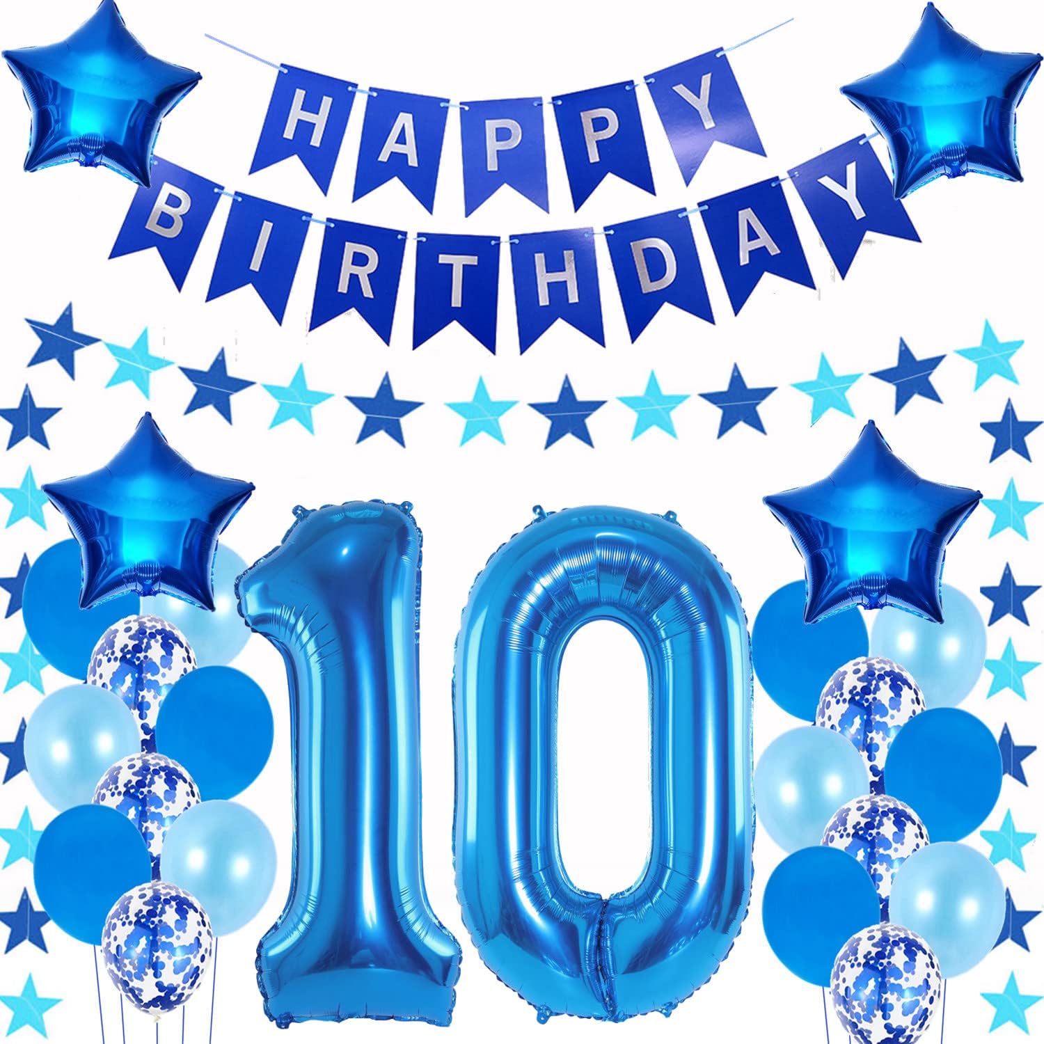 Luftballons 10. geburtstag junge deko blau,Geburtstagsdeko 10 jahre ...