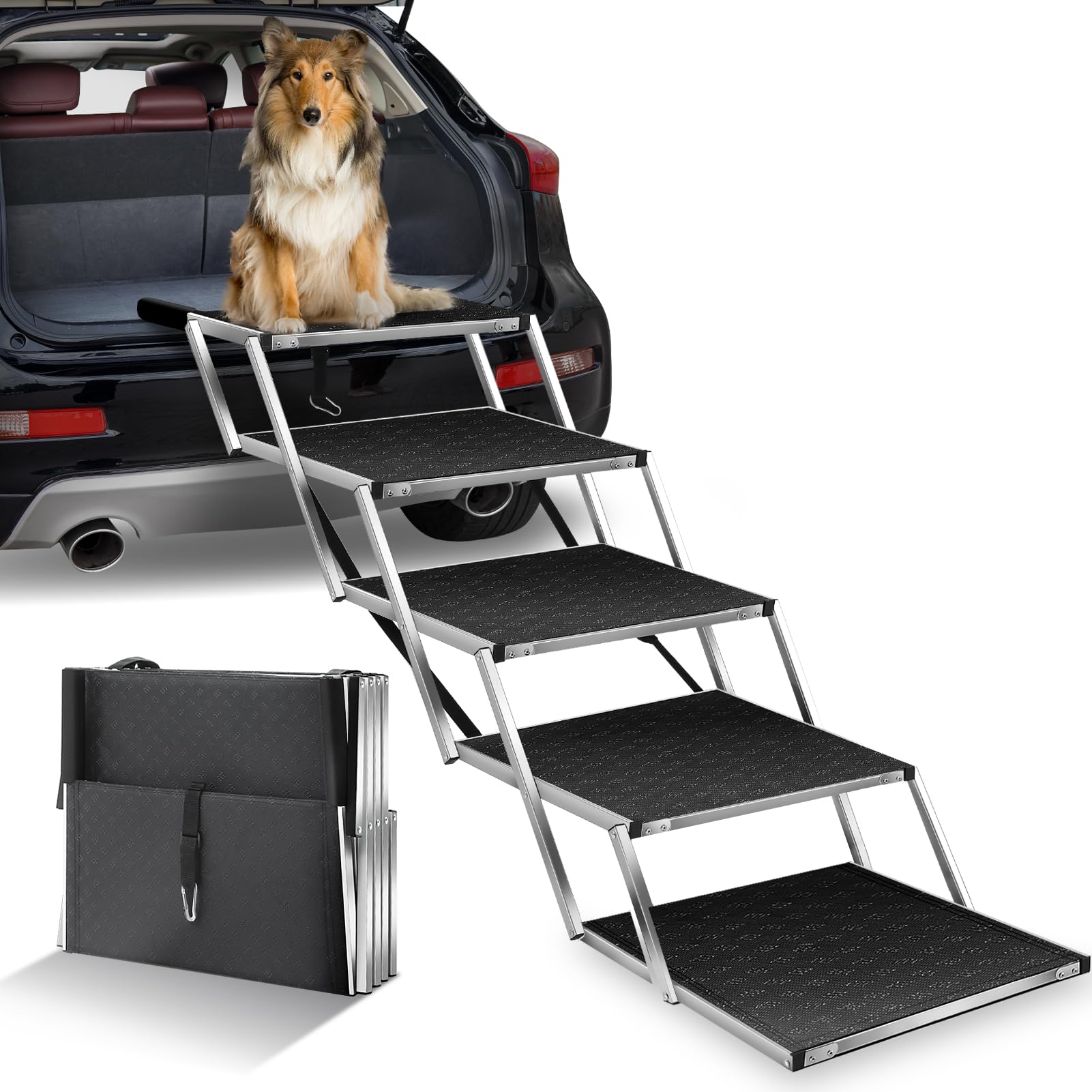 Snapklik.com : Extra Wide Dog Car Ramp: Portable Dog Car Stair For ...