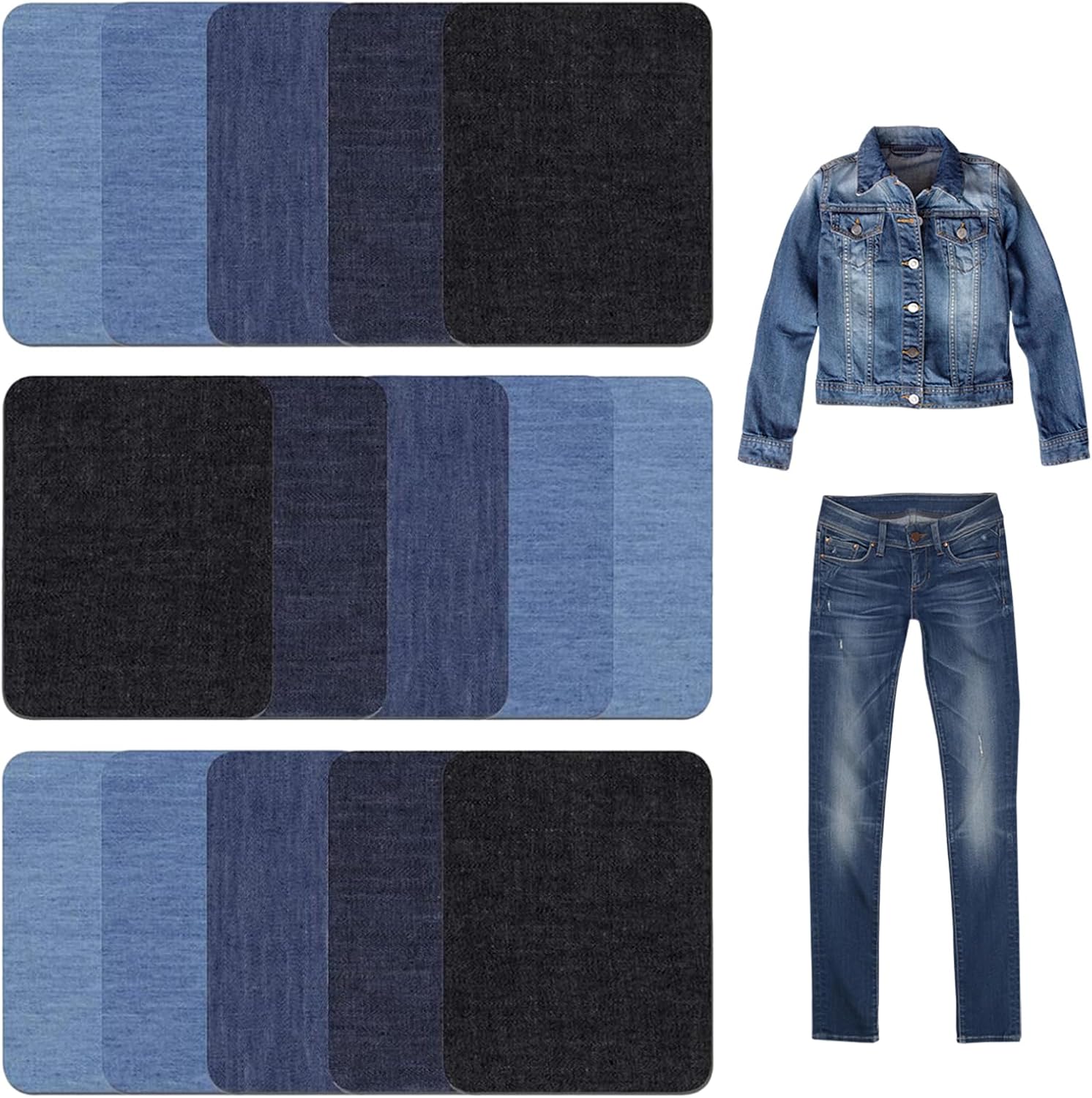 15 pcs Iron on Patches, Denim Patches for Jeans Repair, Denim Patches ...