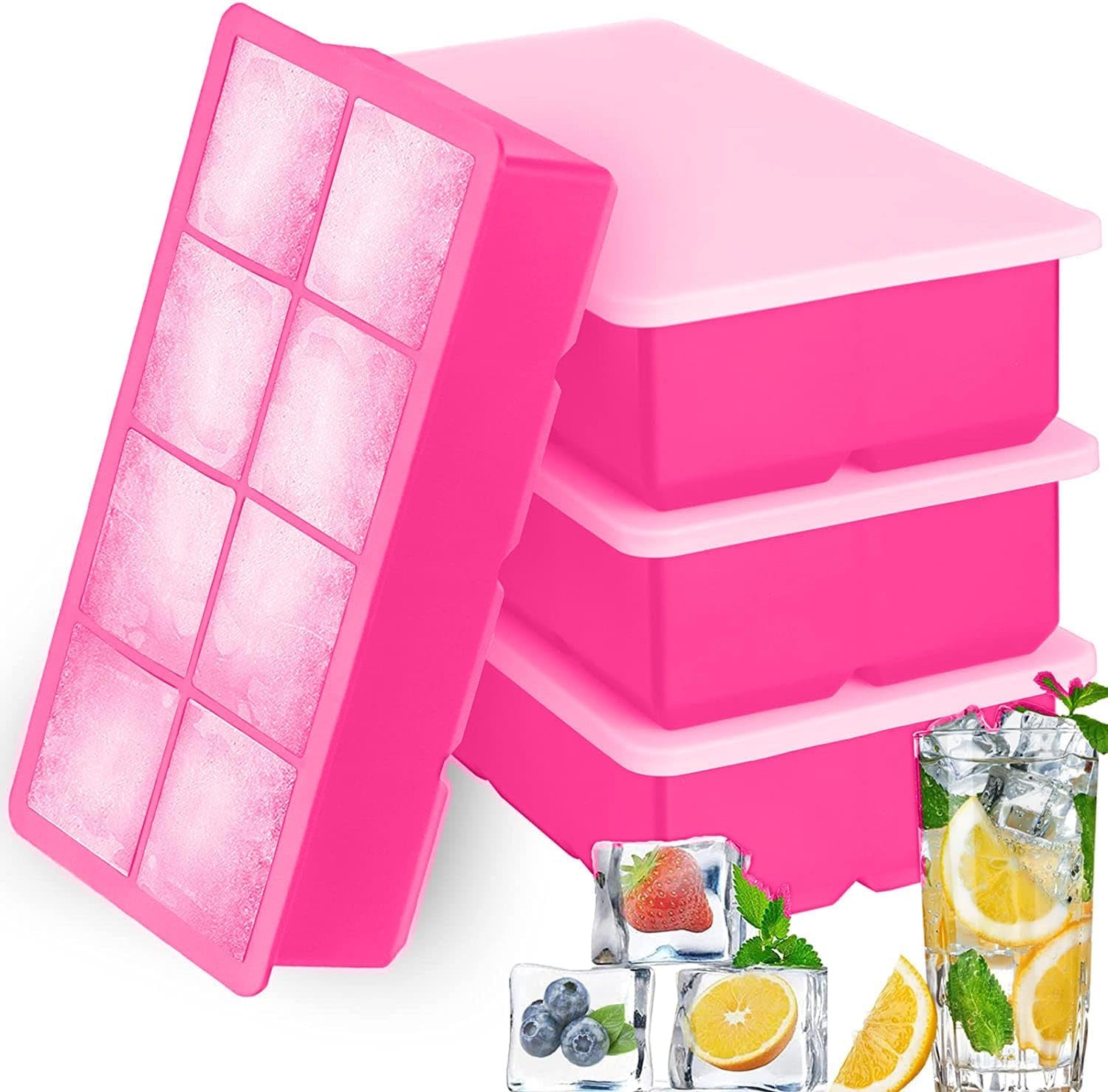 Amazon.com: DHONI Marvellous Extra Large 8 Grid Silicone Ice Cube Tray ...