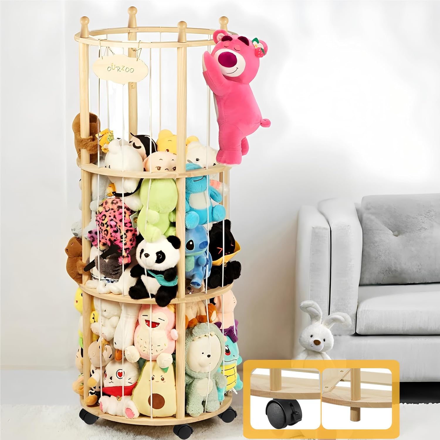 Amazon.com: Viyuse Stuffed Animal Zoo Storage Extra Large Wooden ...