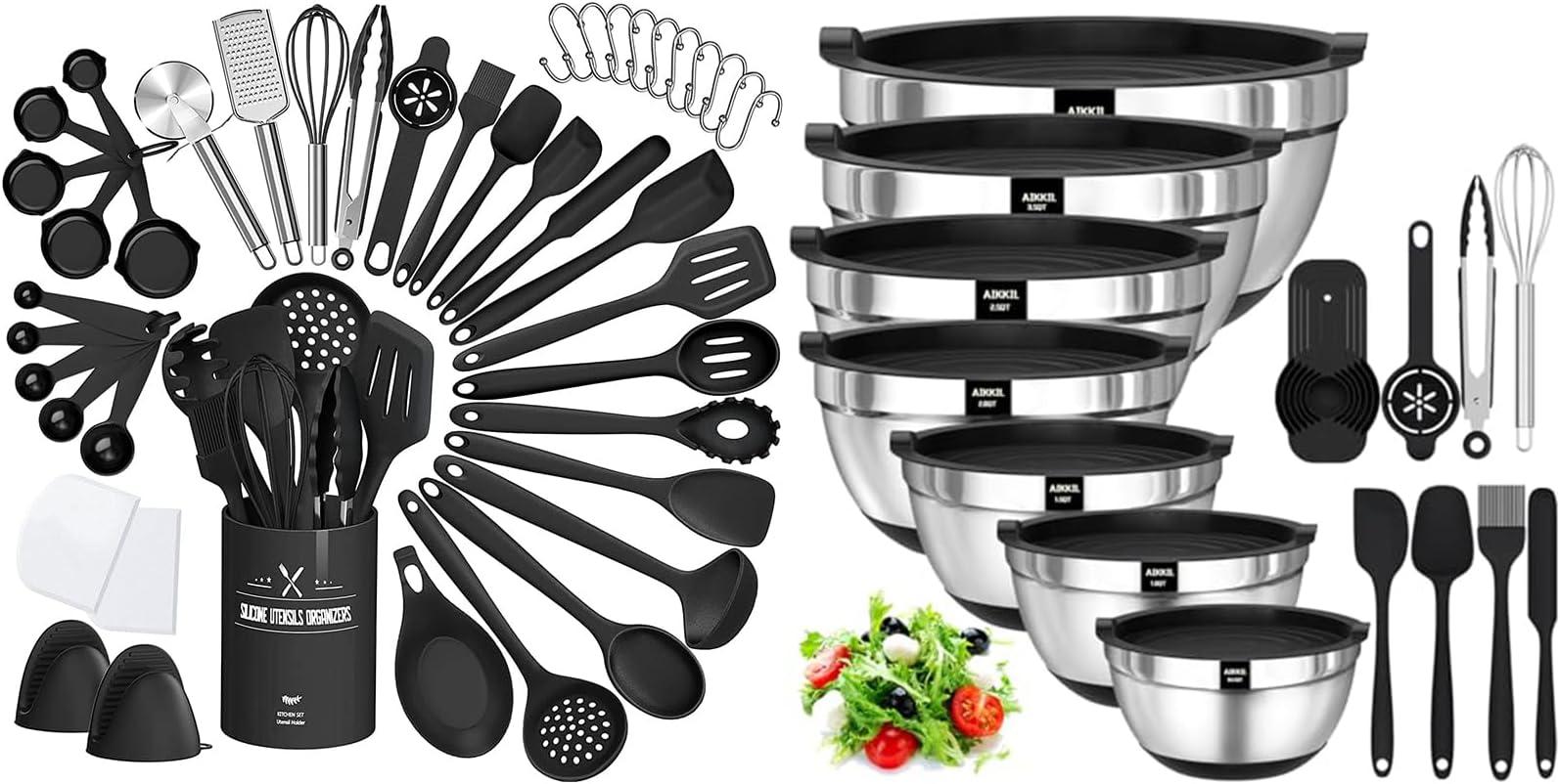 Amazon.com: 43 Pcs AIKKIL Kitchen Utensils Set and Mixing Bowls: Home ...