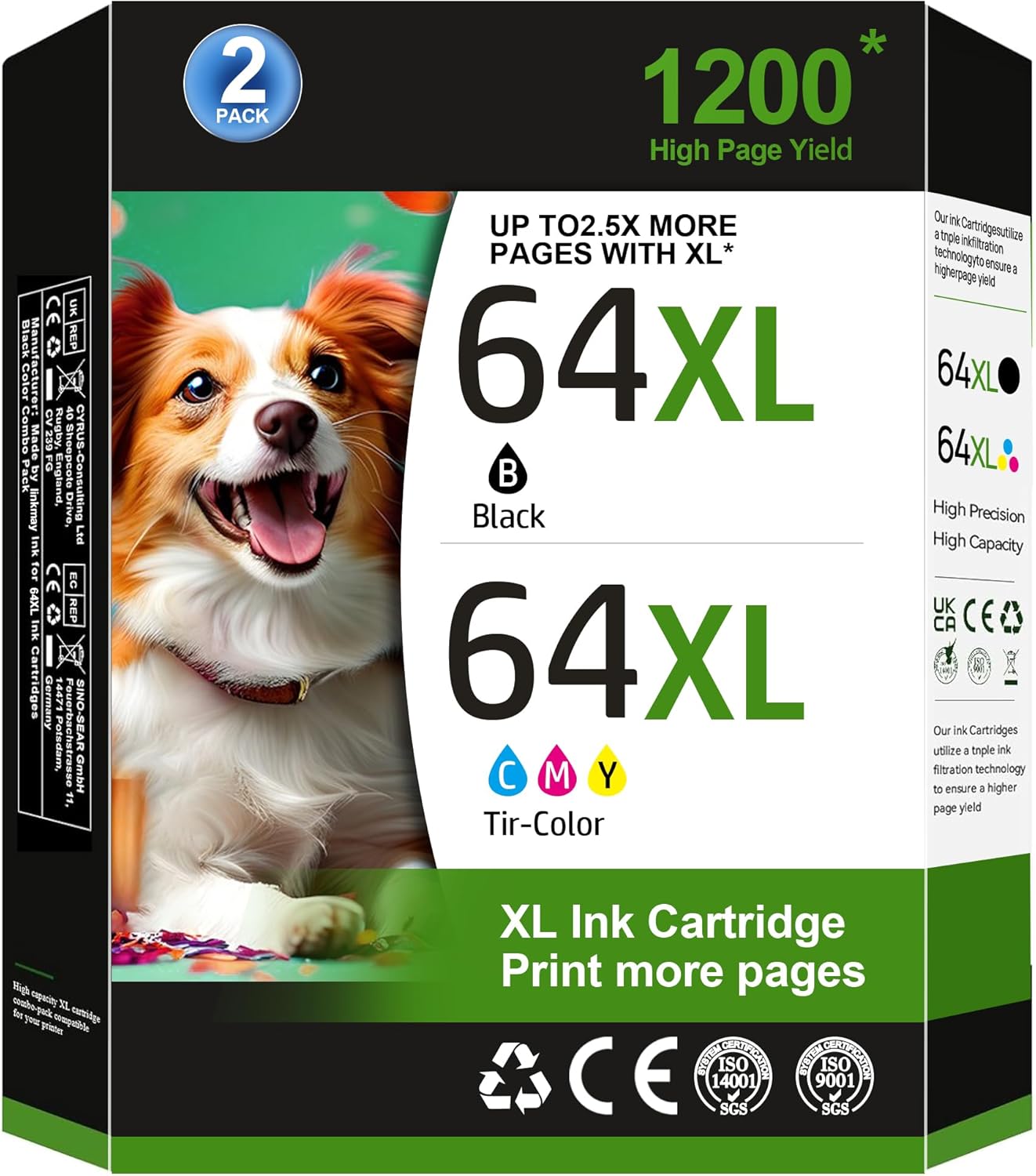 Amazon.com: 64XL Ink Cartridge Black and Color Replacement for HP Ink ...