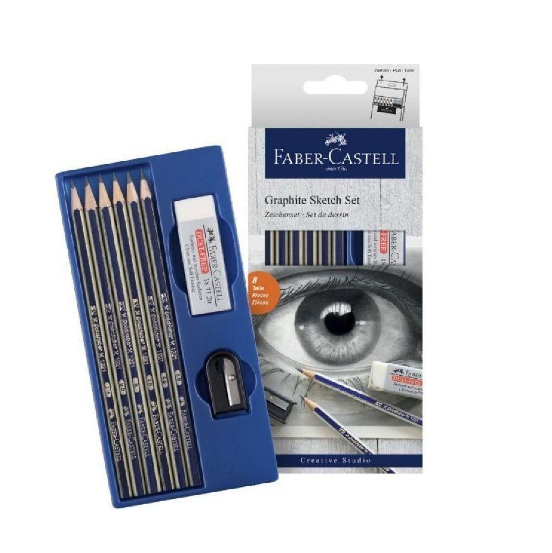 Faber-Castell Graphite Sketch Pencil with Sharpener and Eraser 6 ...