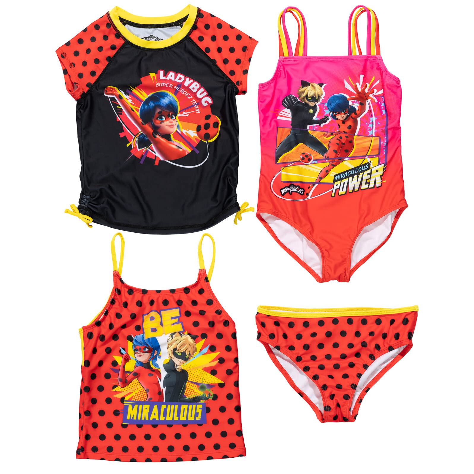 Miraculous Cat Noir Ladybug 4 Piece Swimsuit Set | Desertcart South Africa