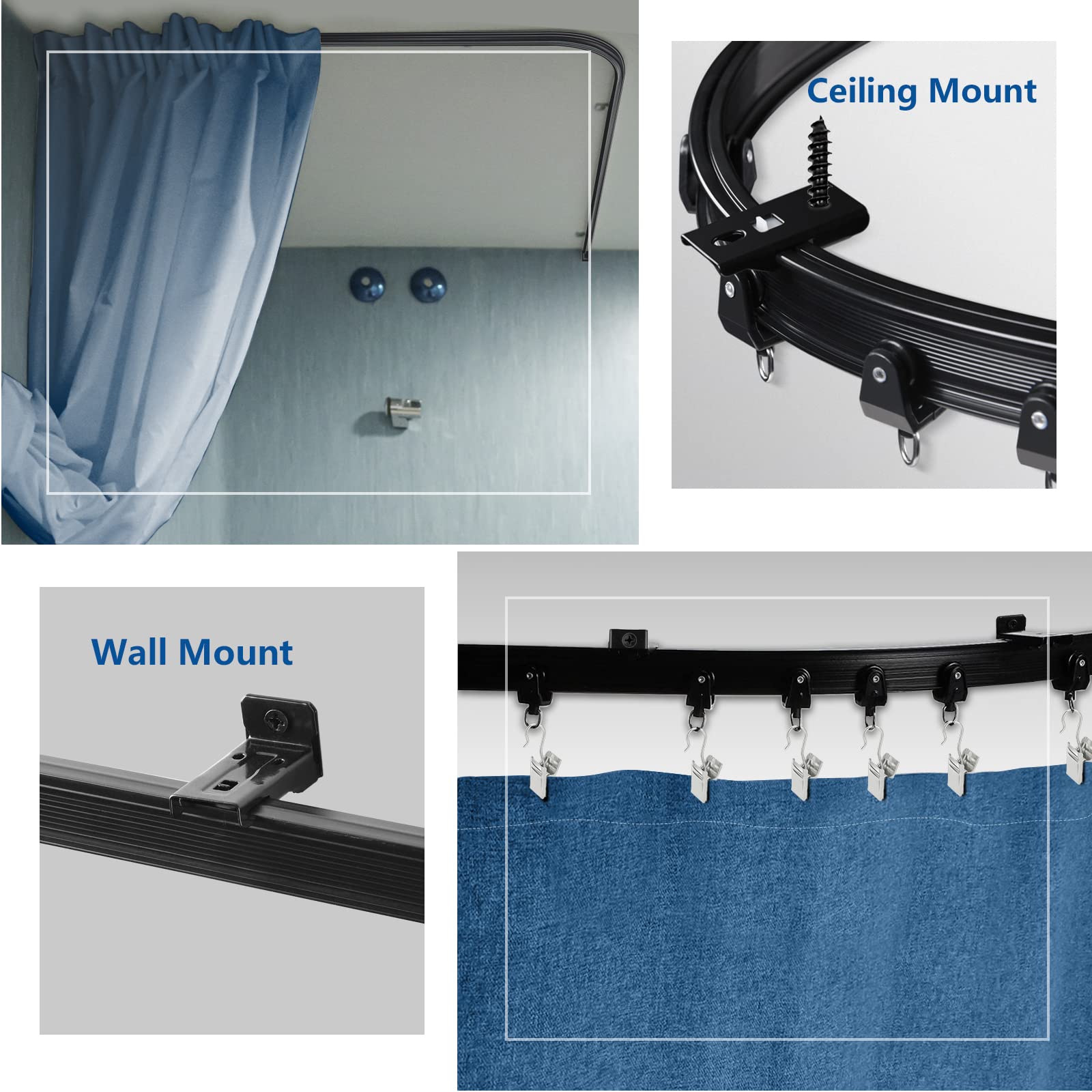 Snapklik.com : Ceiling Curtain Track Black Flexible Bendable Curtain ...