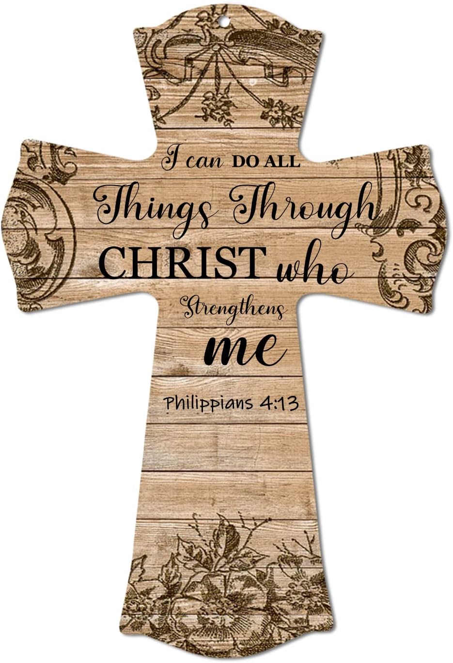 Amazon.com: CALUOHO Rustic Wooden Cross Wall Decor - I Can Do All ...