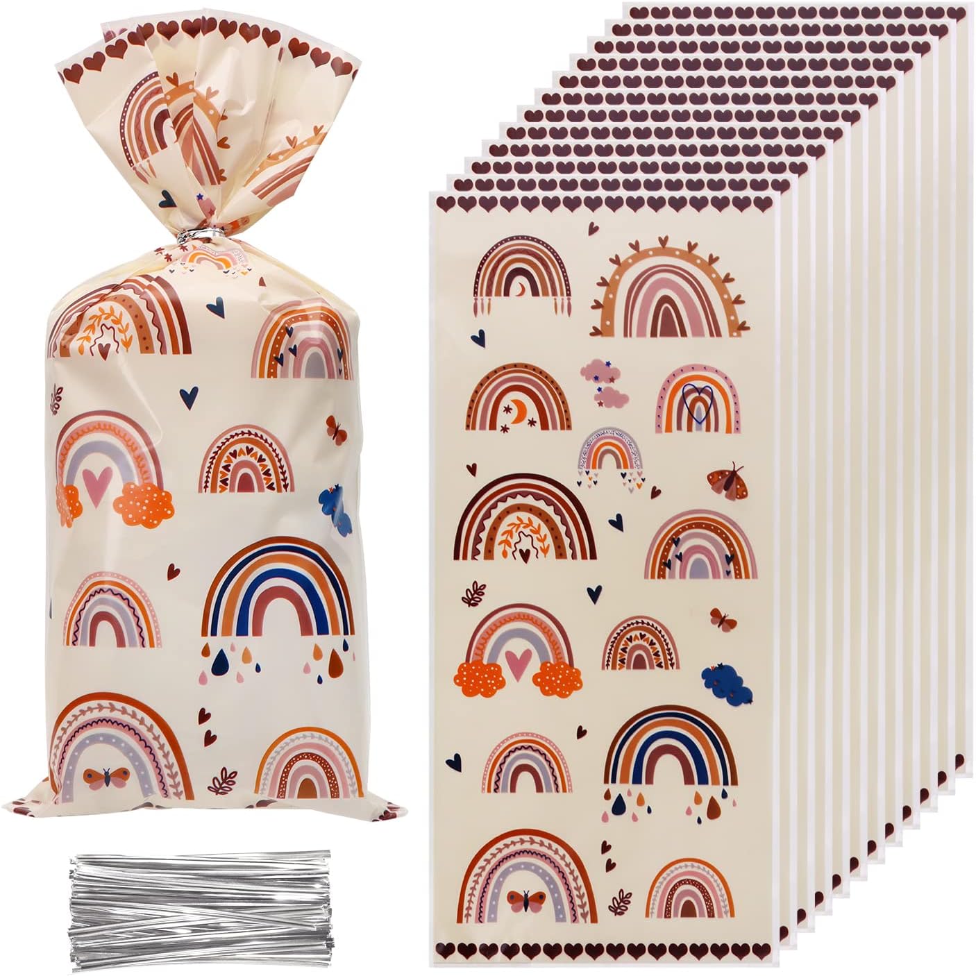 Amazon.com: Penta Angel Boho Rainbow Party Favor Bags 50Pcs Plastic ...