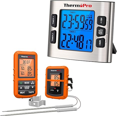 Review ThermoPro TP20 500FT Wireless Meat Thermometer+ThermoPro TM02 ...