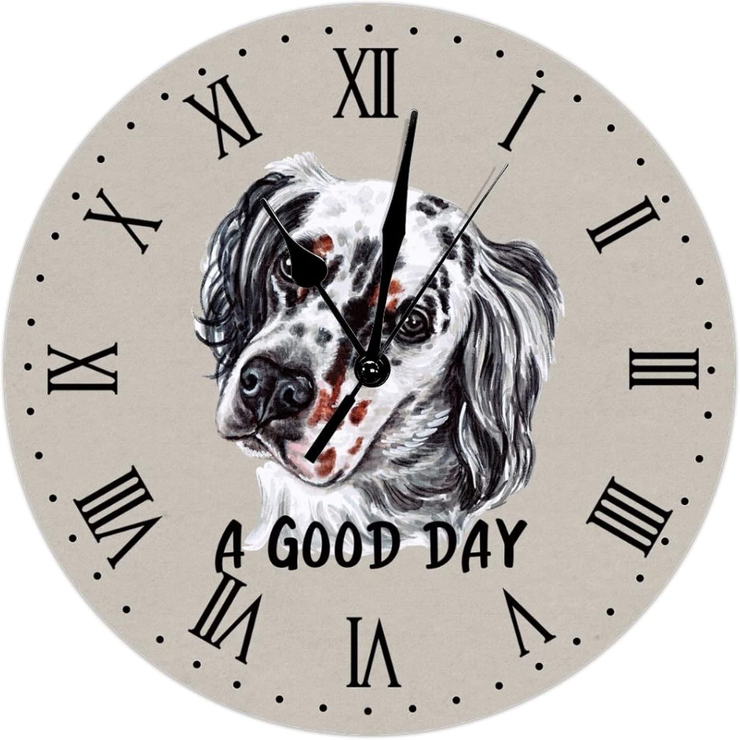 Amazon.com: Painted English Setter Wall Clock A Good Day Dog Decor ...