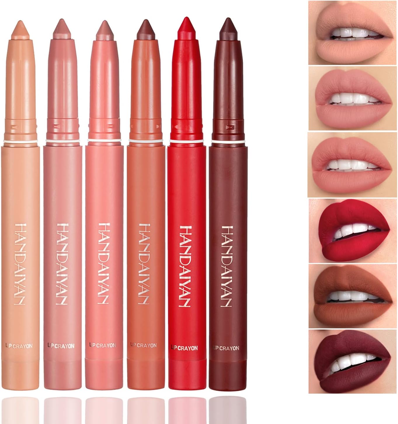 KIOGYEK Matte Lipstick Sets 6 Colors, Nude Lipsticks Long Lasting Non ...