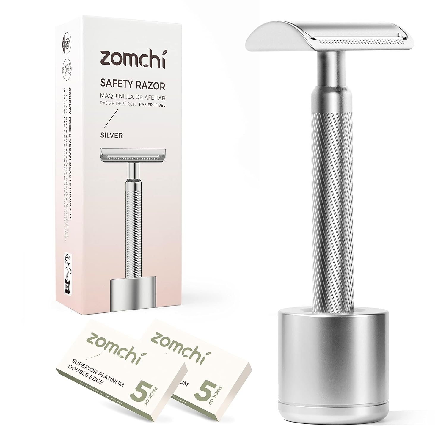 Amazon.com: Double Edge Safety Razor with Stand in Silver - Classic Men ...