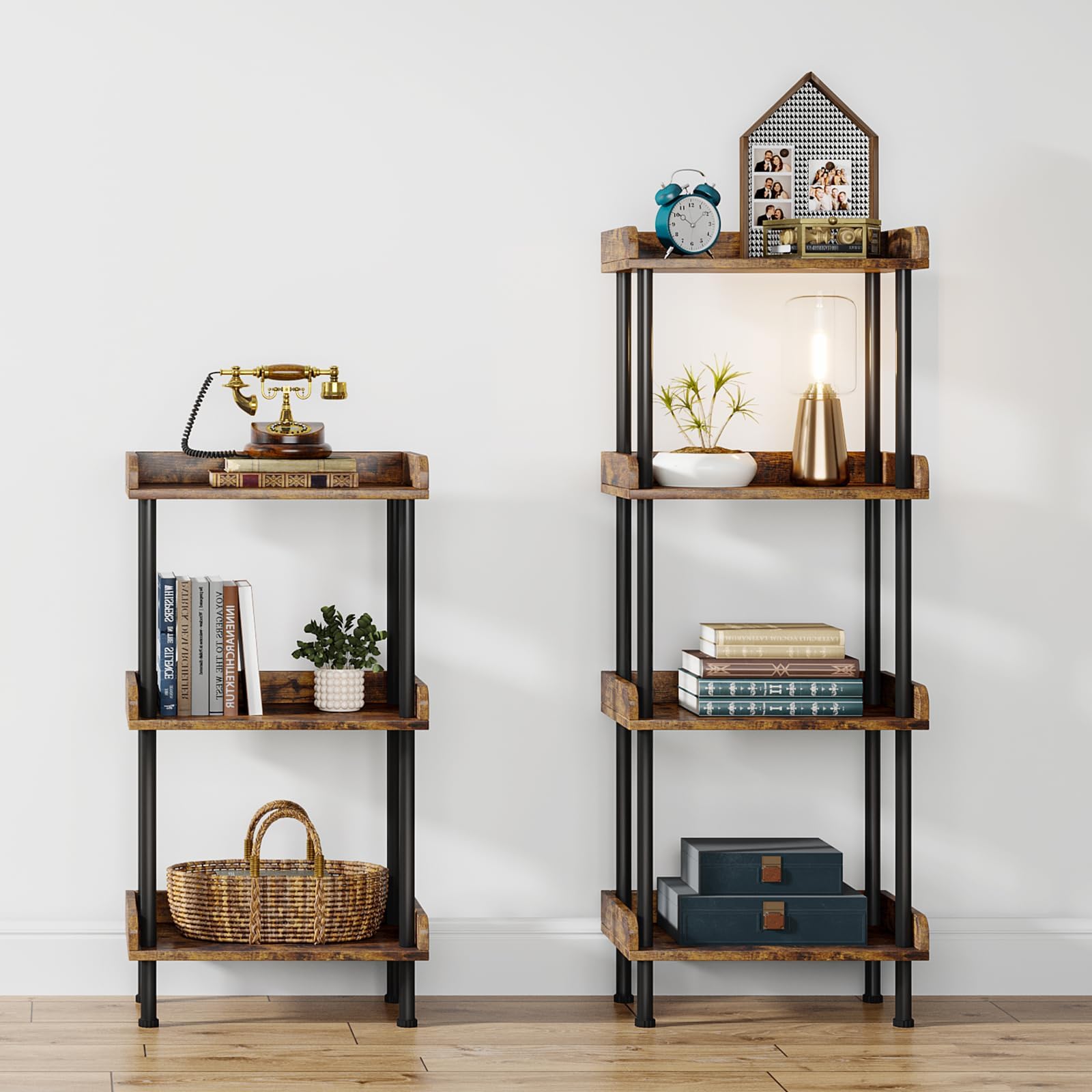 Amazon.com: Hosfais Bookshelf Small Book Shelf - Wood Bookcase ...