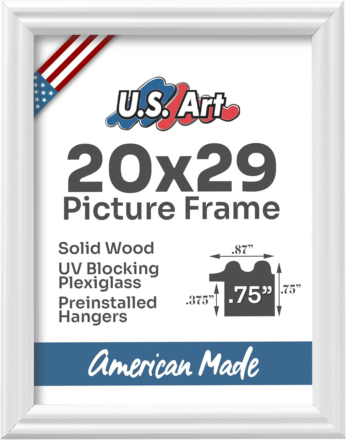 Amazon.com: US Art Frames 20x29 Traditional Style White Thin 0.75 Inch ...