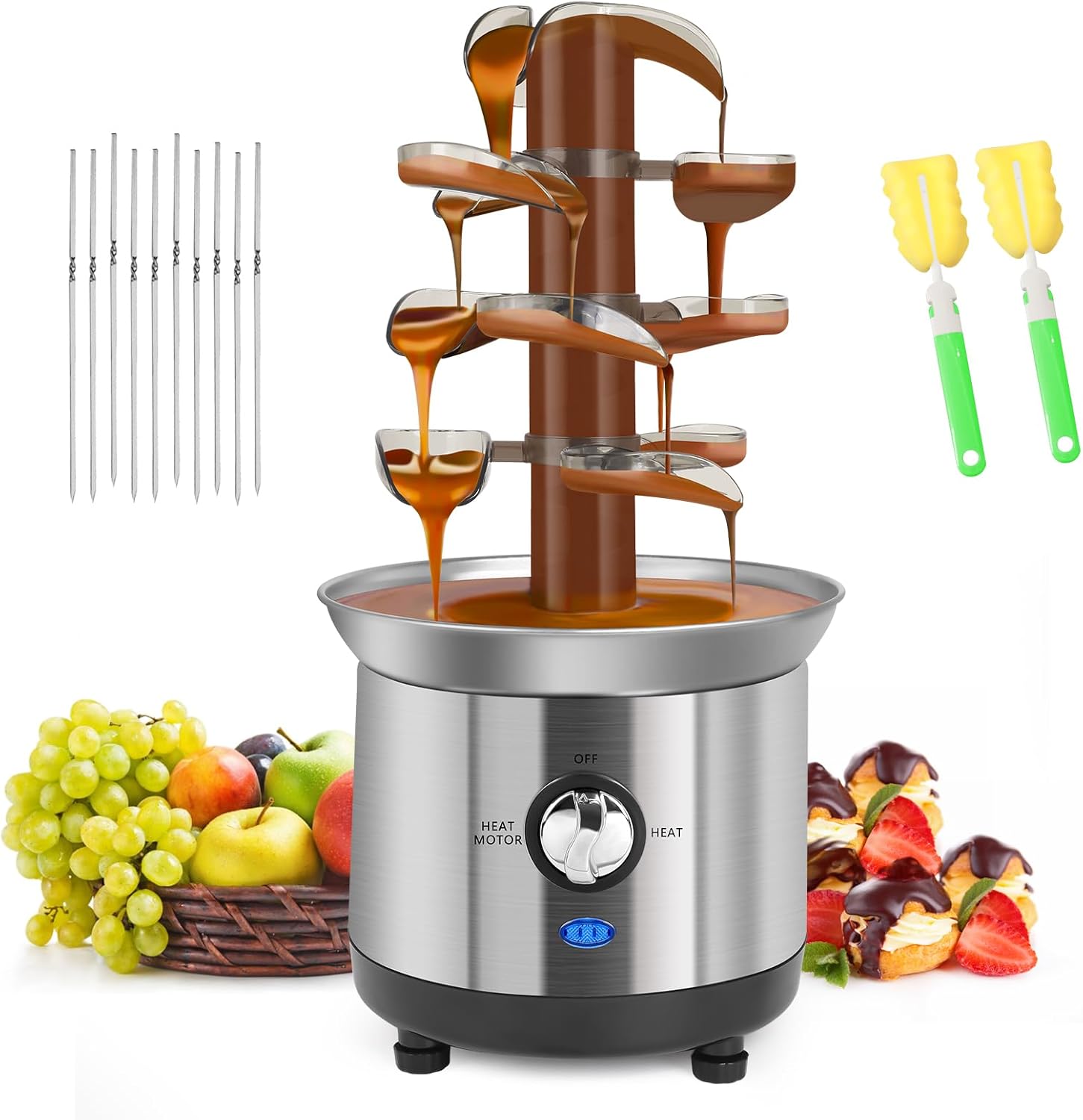 Amazon.com: FUNYEE 4 Tier Electric Chocolate Fondue Fountain Machine ...