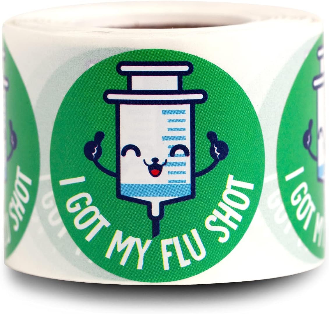 Amazon.com : I Got My Flu Shot Stickers Waterproof Vaccine Stickers，1.5 ...