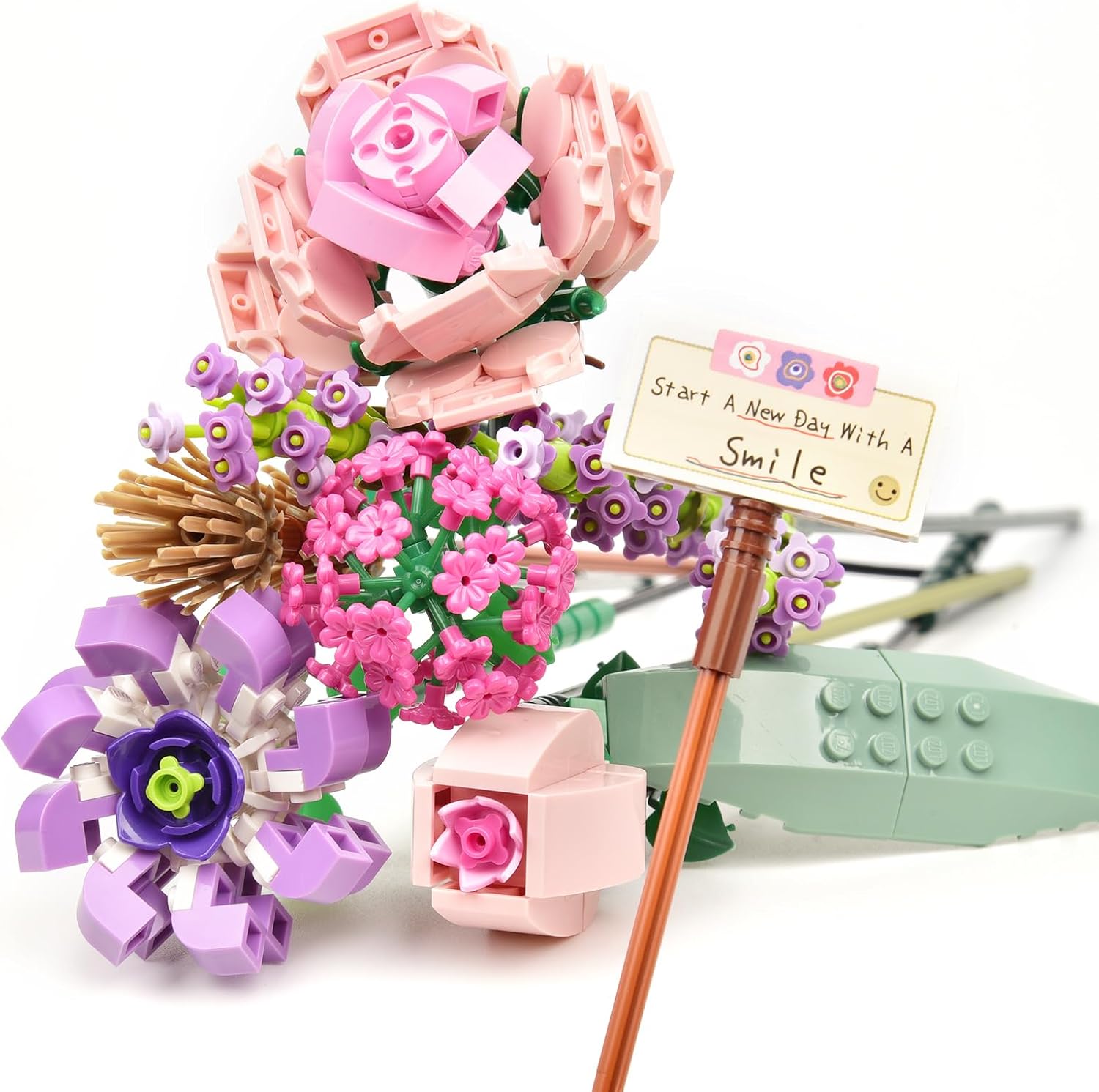 Amazon.com: BOZOBO Mini Bricks Flower Bouquet Building Set, Artificial ...
