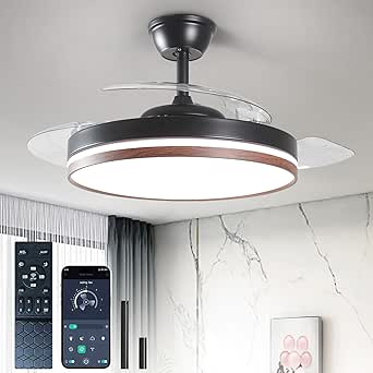 Depuley Fandelier Ceiling Fan with Light: 42" Retractable Ceiling Fans ...