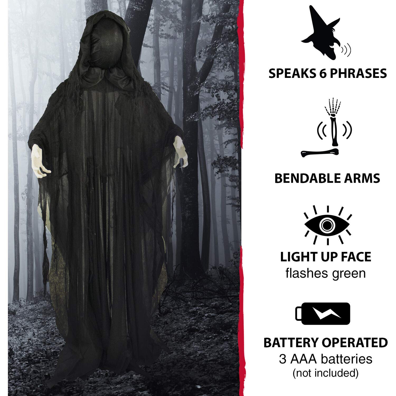 Life-size Grim Reaper Decoration With Chain Sounds Haunted Hill Farm ...
