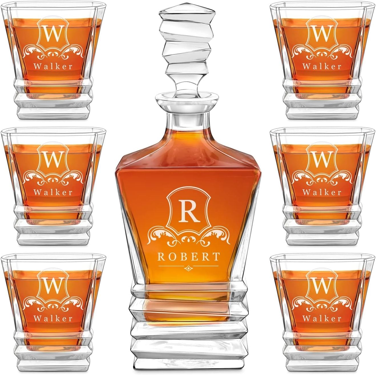 Amazon.com | Maverton Geometric Whiskey Set for man - Engraved ...