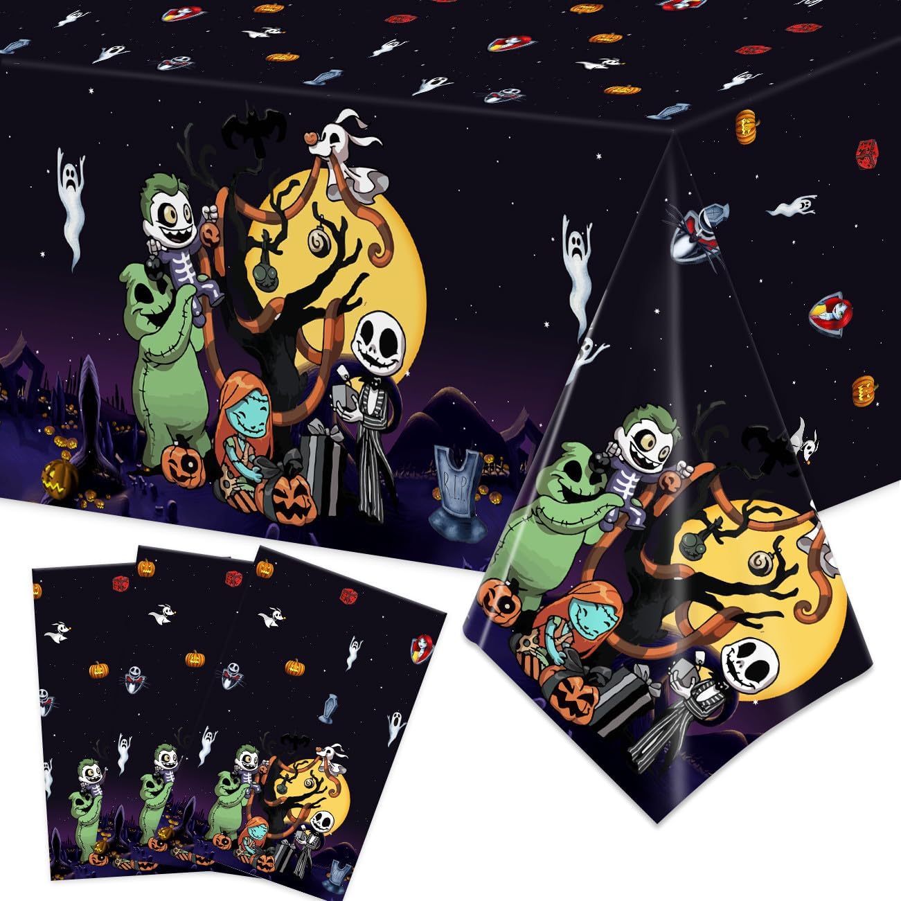 Amazon.com: 3 Pcs Nightmare Before Xmas Halloween Party Tablecloths ...