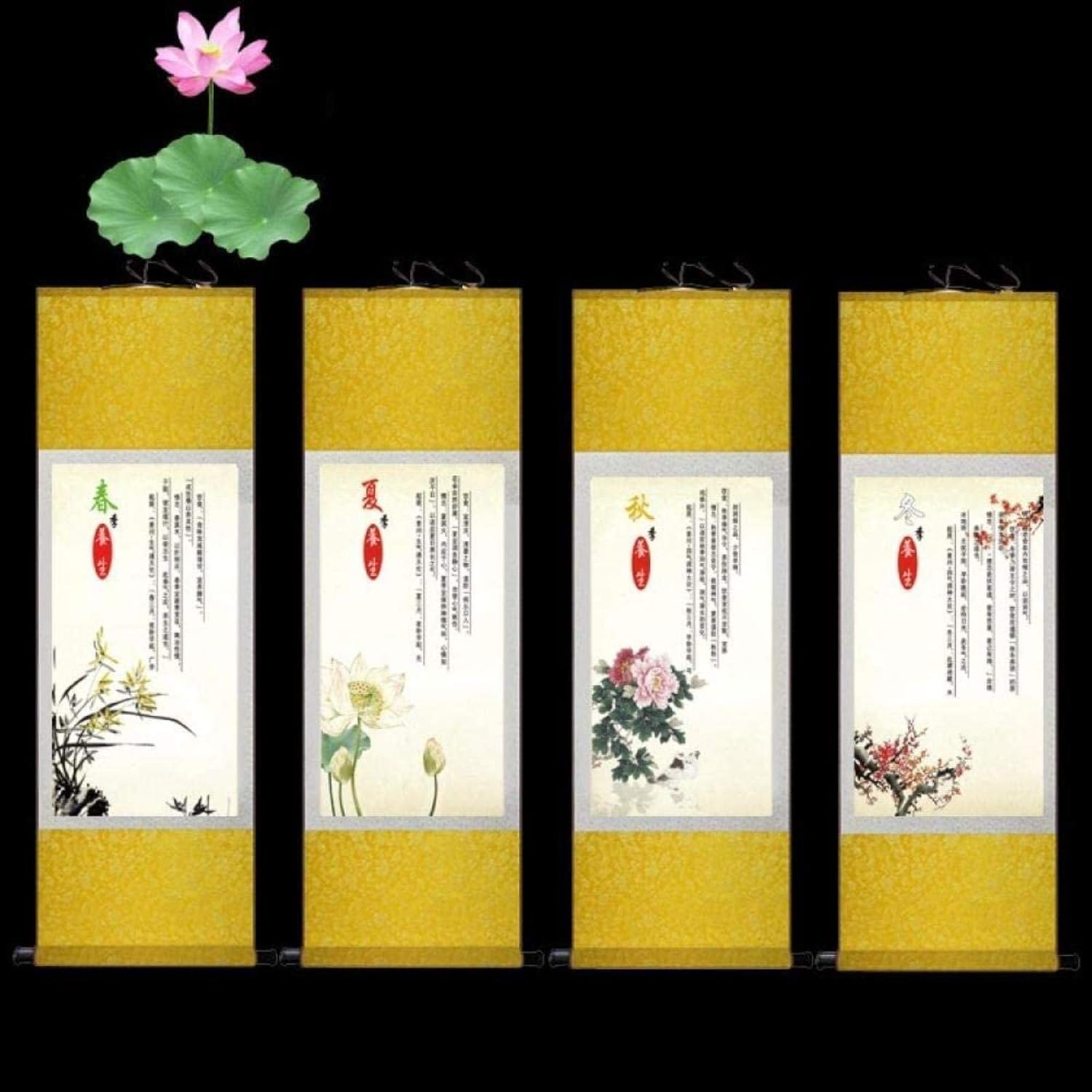 Amazon.com: EAUSO Scroll Painting,Art Mural,Wall Hanging,Mural Silk ...