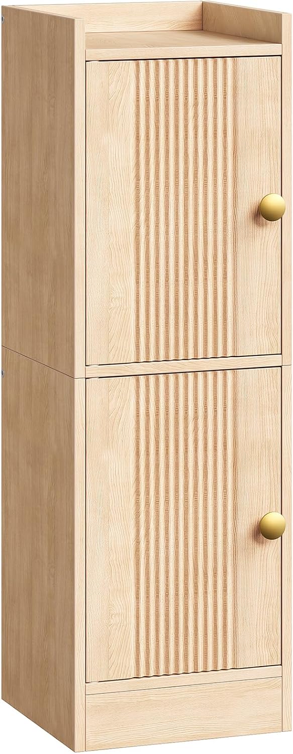 Amazon.com: HOOBRO Fluted Bathroom Storage Cabinet, Small Floor Cabinet ...