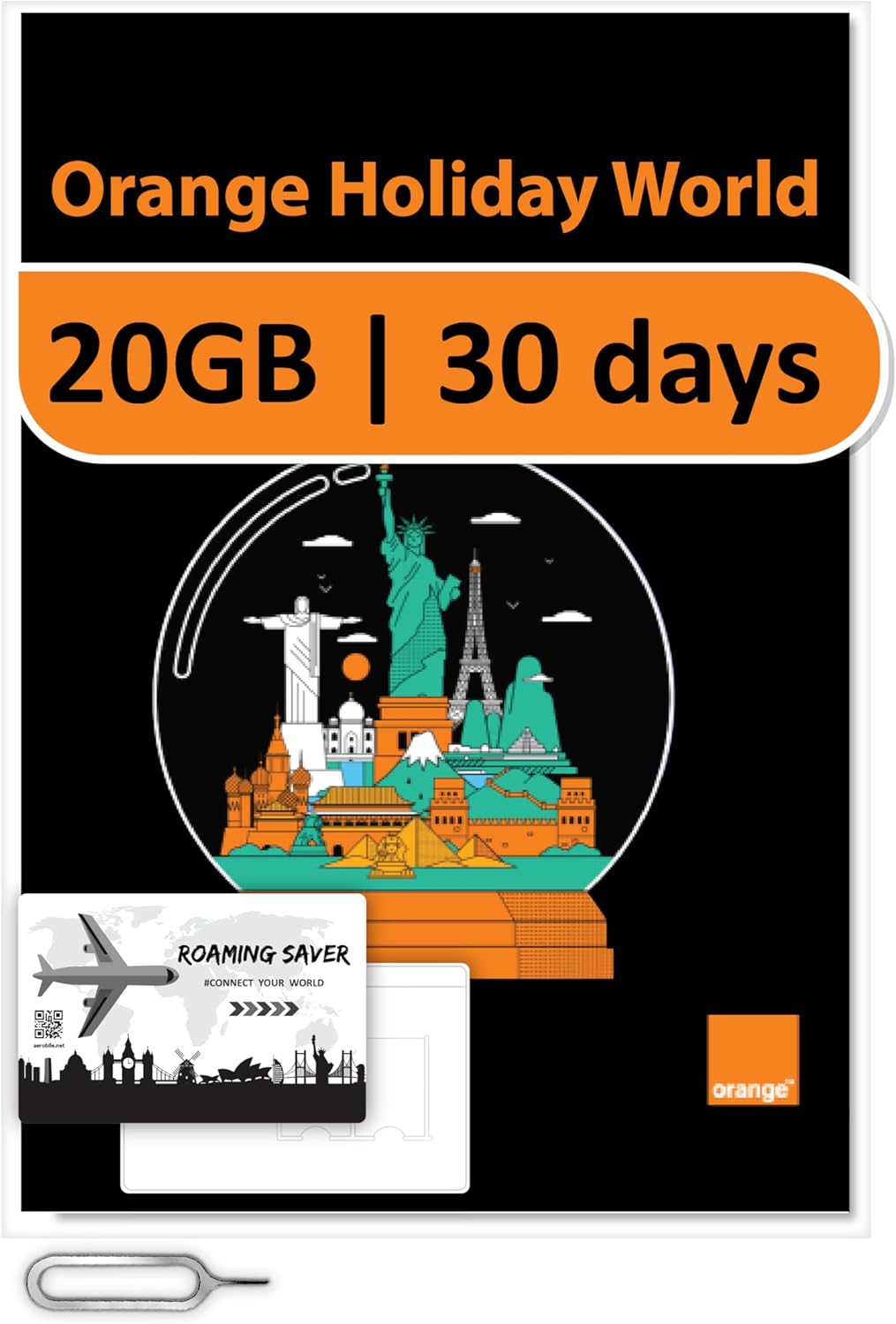 Amazon.com: Orange Holiday Worldwide Prepaid SIM Card 20GB Internet ...