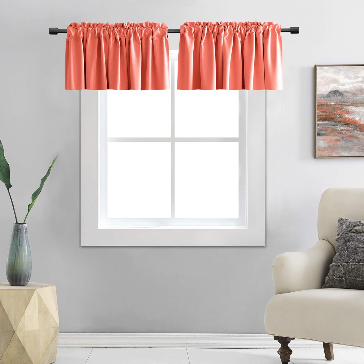 Amazon.com: DONREN Coral Salmon Valances for Window-Blackout Valances ...