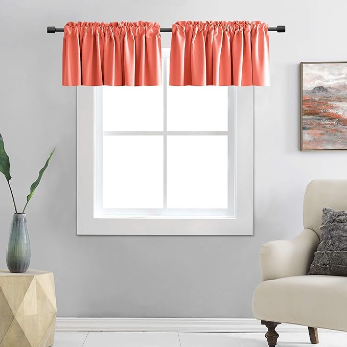 Amazon.com: DONREN Coral Salmon Valances for Window-Blackout Valances ...