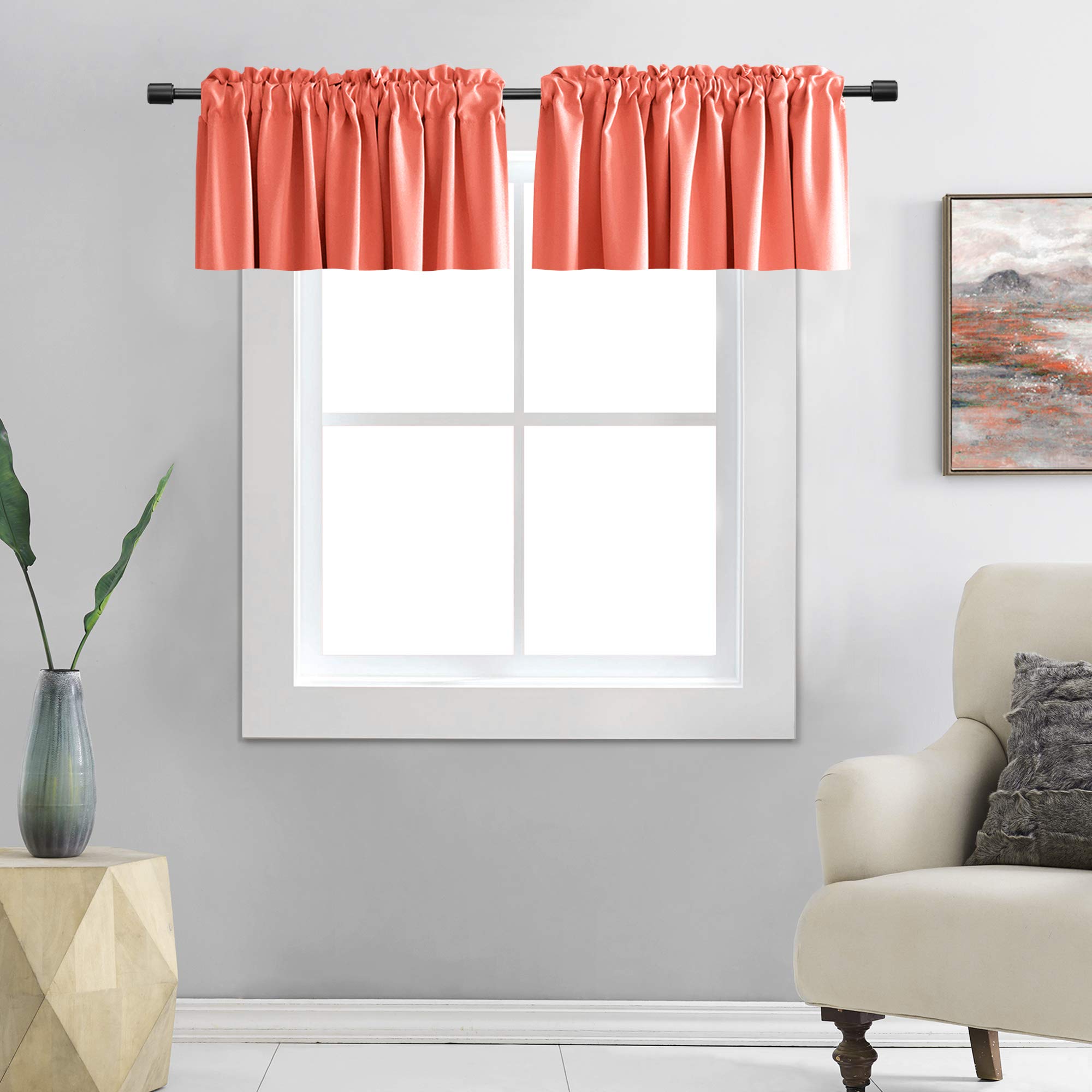 Amazon.com: DONREN Coral Salmon Valances for Window-Blackout Valances ...
