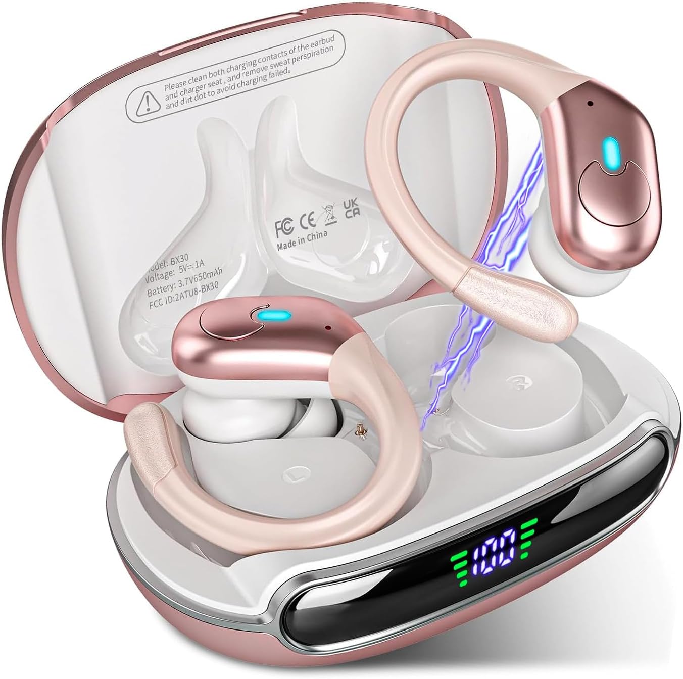 Audífonos Inalámbricos Deportivos, 75H Auriculares Bluetooth 5.3 HiFi Estéreo con HD Micró, ENC ...