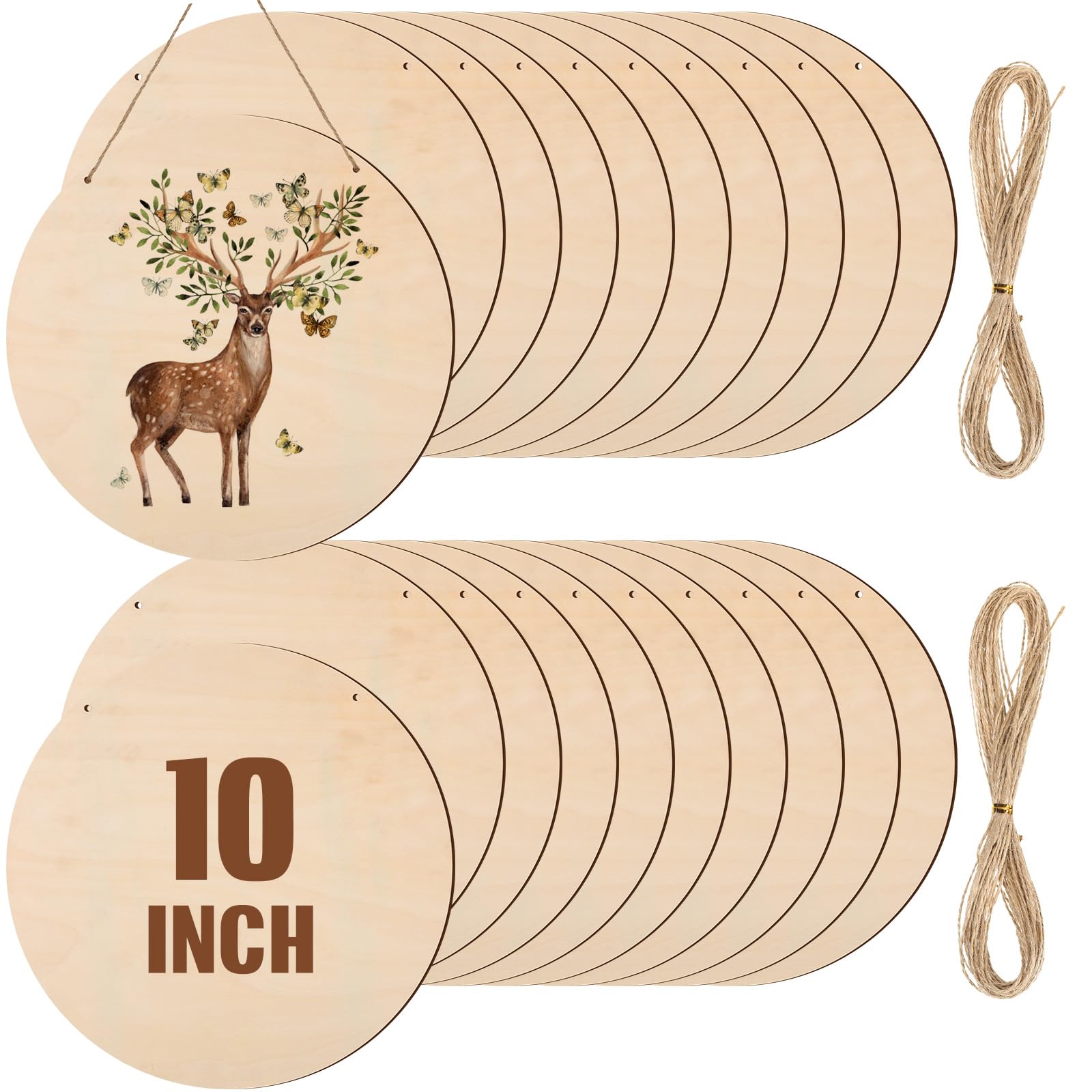 Amazon.com: Suzile 20 Pcs Wood Rounds for Crafts 10 Inch Unfinished ...